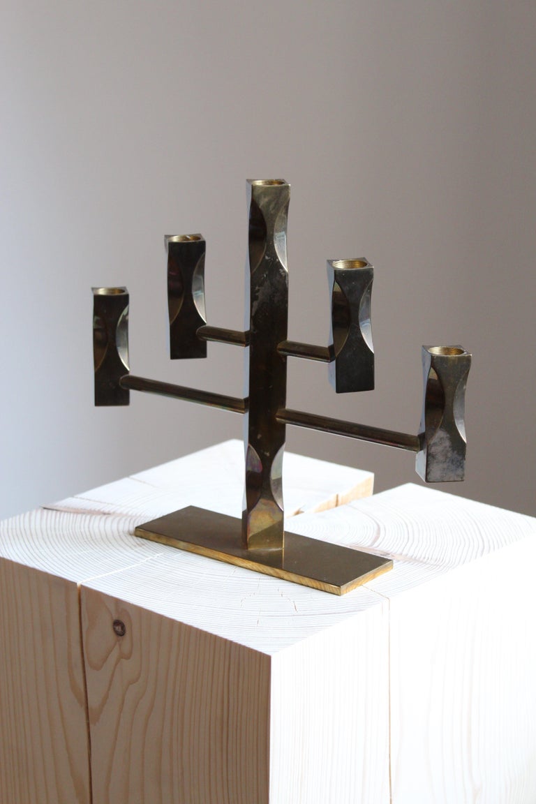 Lars Åkesson, Candelabra, Brass, Vallonmässing, Sweden, 1984 For Sale ...