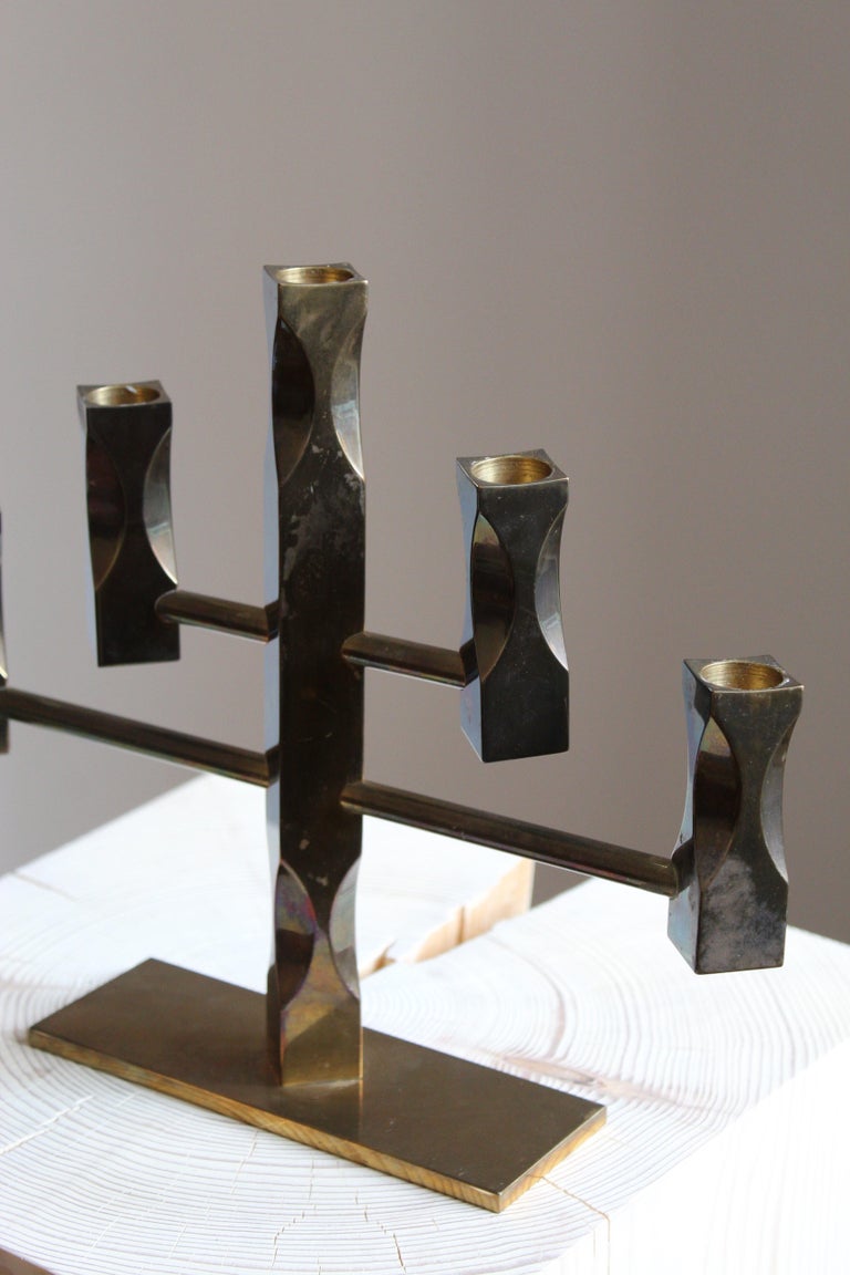 Lars Åkesson, Candelabra, Brass, Vallonmässing, Sweden, 1984 For Sale ...