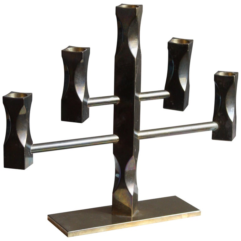 Lars Åkesson, Candelabra, Brass, Vallonmässing, Sweden, 1984 For Sale ...