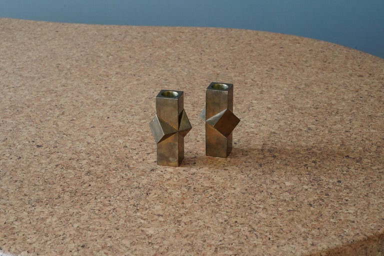 Lars Åkesson, Small Candlesticks, Brass, Vallonmässing, Sweden, 1982 at ...