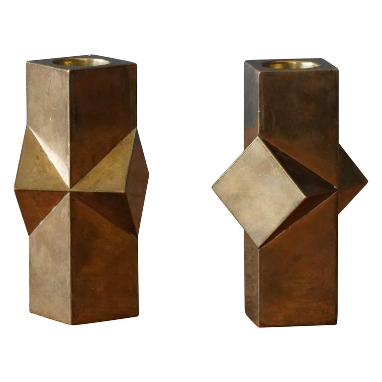 Lars Åkesson, Small Candlesticks, Brass, Vallonmässing, Sweden, 1982 at ...