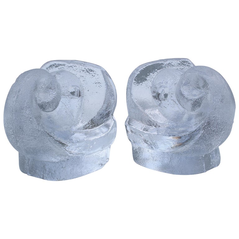 Lars Hellsten for Orreford Glass Elephant Bookends For Sale at 1stDibs