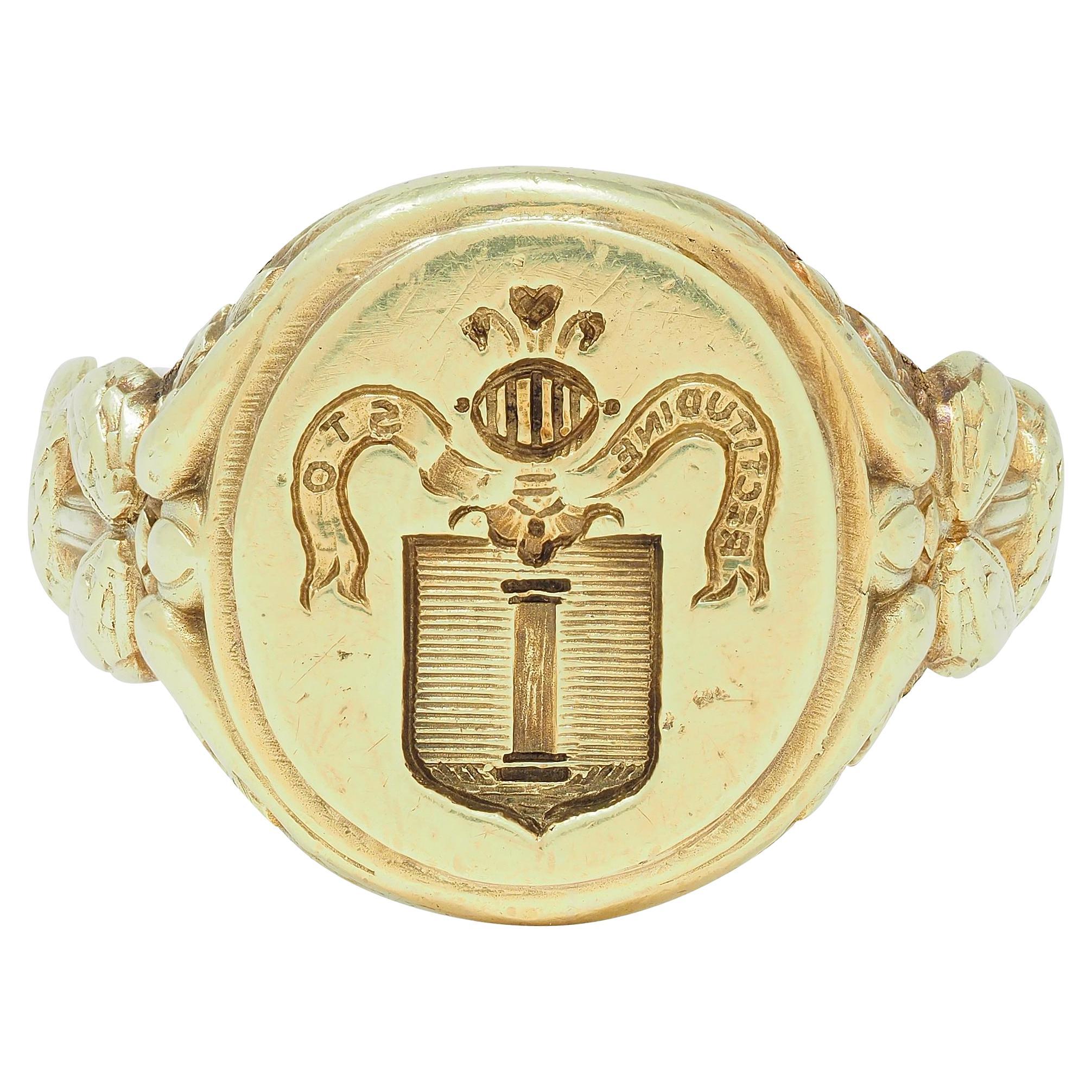 Larter and Sons Victorian 14 Karat Gold DuPont Crest Intaglio Antique ...