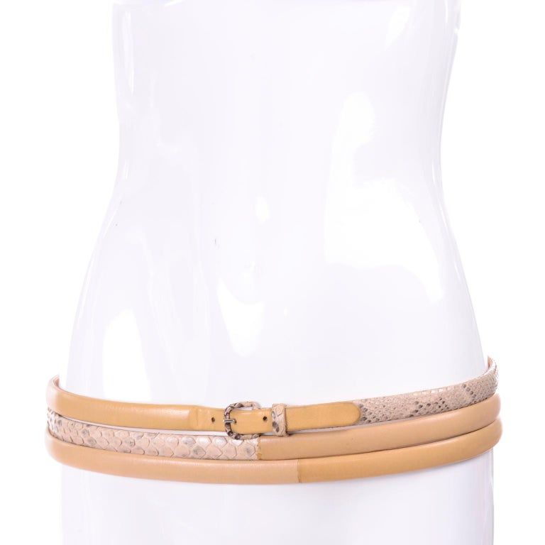 Lasso France Vintage Snakeskin and Leather Narrow Wrap Around Extra ...