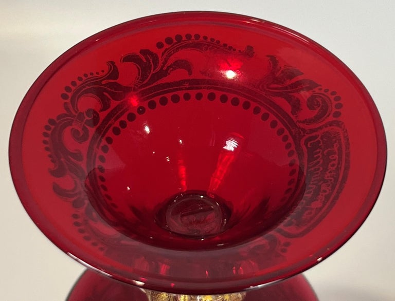Last Supper Murano aventurine blown ruby glass goblet Lultima Cena ...