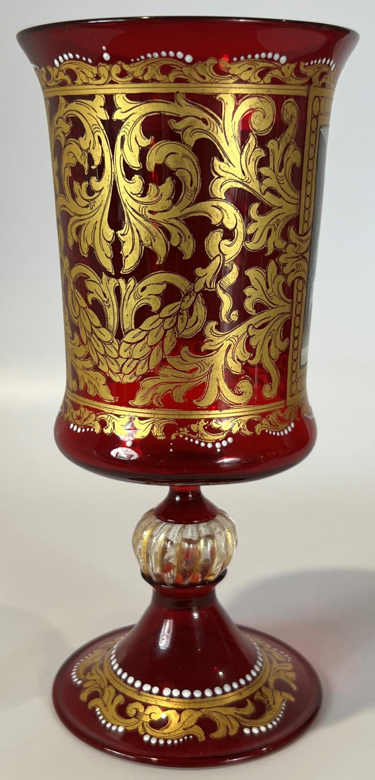 Last Supper Murano aventurine blown ruby glass goblet Lultima Cena ...