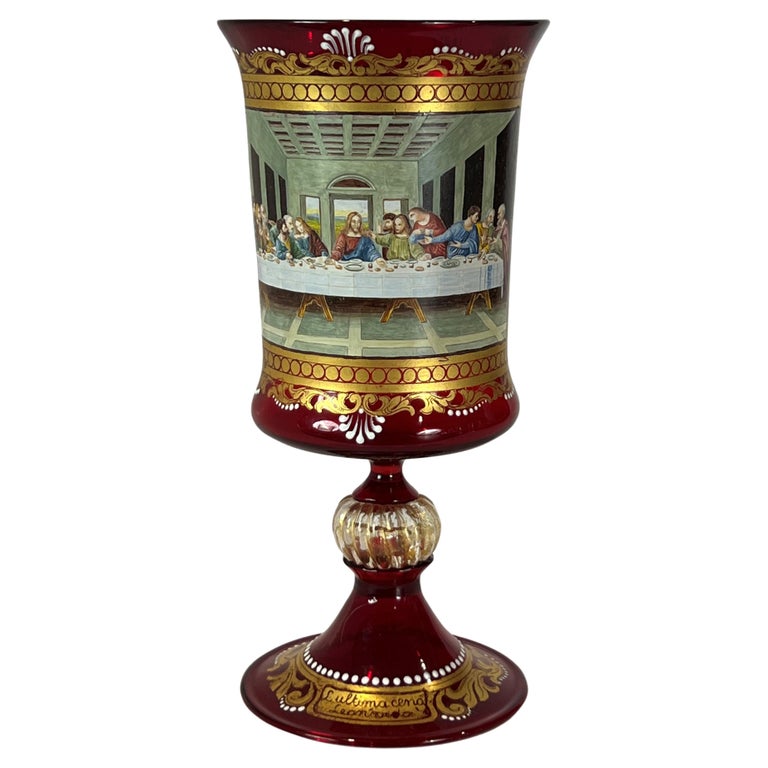 Last Supper Murano Aventurine Blown Ruby Glass Goblet Lultima Cena ...