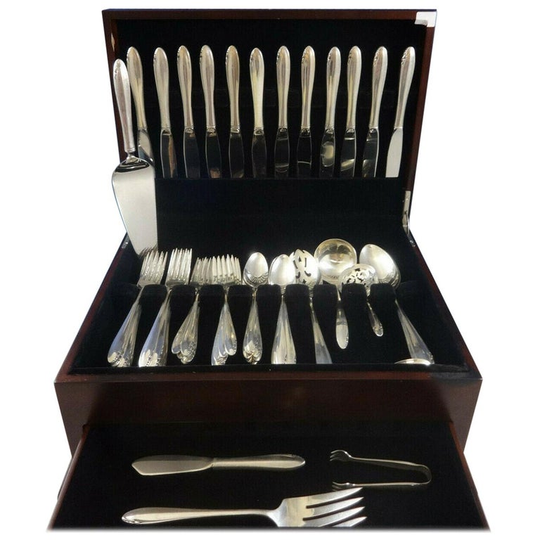 Lasting Spring by Oneida Sterling Silver Flatware Set for 12 Service 59 ...