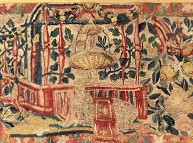 Late 16th Century Brussels Historical Tapestry, Horizontal, Flowers and ...