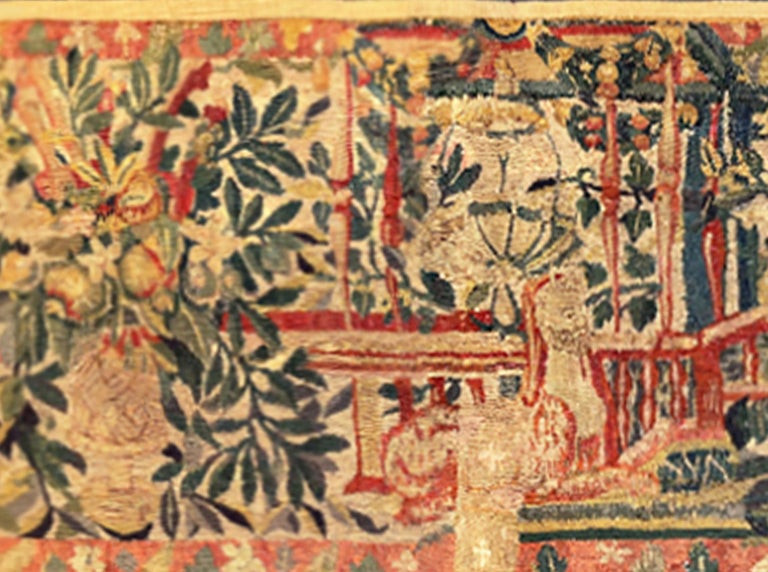 Late 16th Century Brussels Historical Tapestry, Horizontal, Flowers and ...