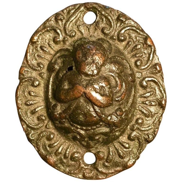 Late 16th Early 17th Century Italian Bronze Horse Bit Boss with Putto ...