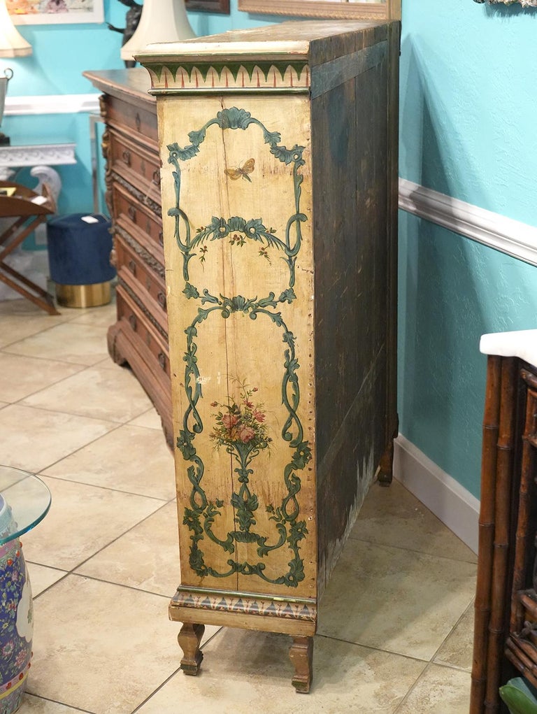 Late 17th C. Italian Romanticism Painted and Decorated Two Door Slender ...