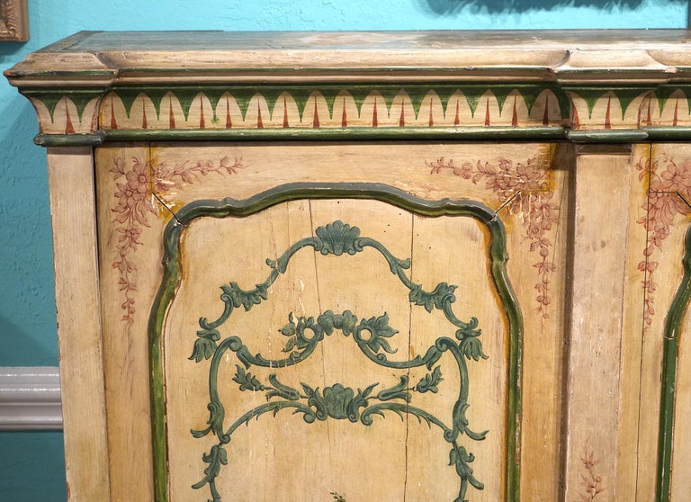 Late 17th C. Italian Romanticism Painted and Decorated Two Door Slender ...