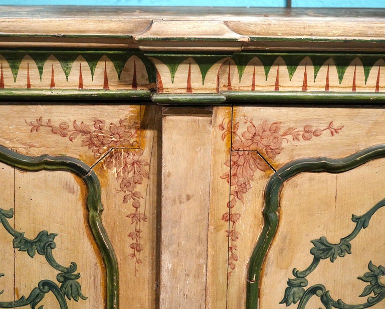 Late 17th C. Italian Romanticism Painted and Decorated Two Door Slender ...
