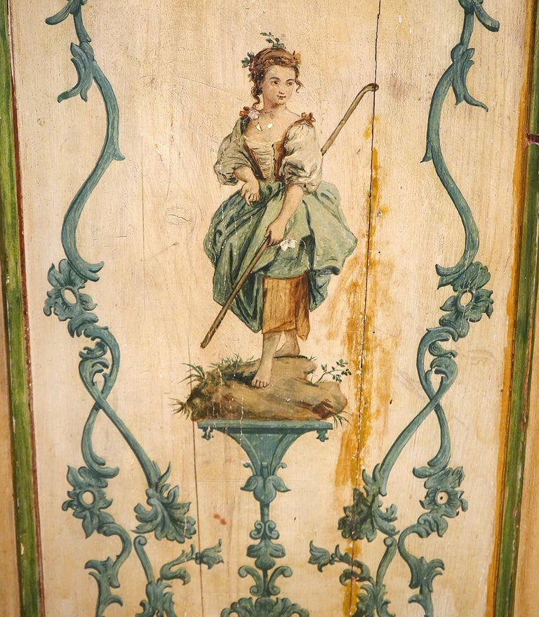 Late 17th C. Italian Romanticism Painted and Decorated Two Door Slender ...