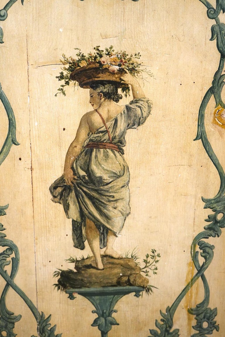 Late 17th C. Italian Romanticism Painted and Decorated Two Door Slender ...