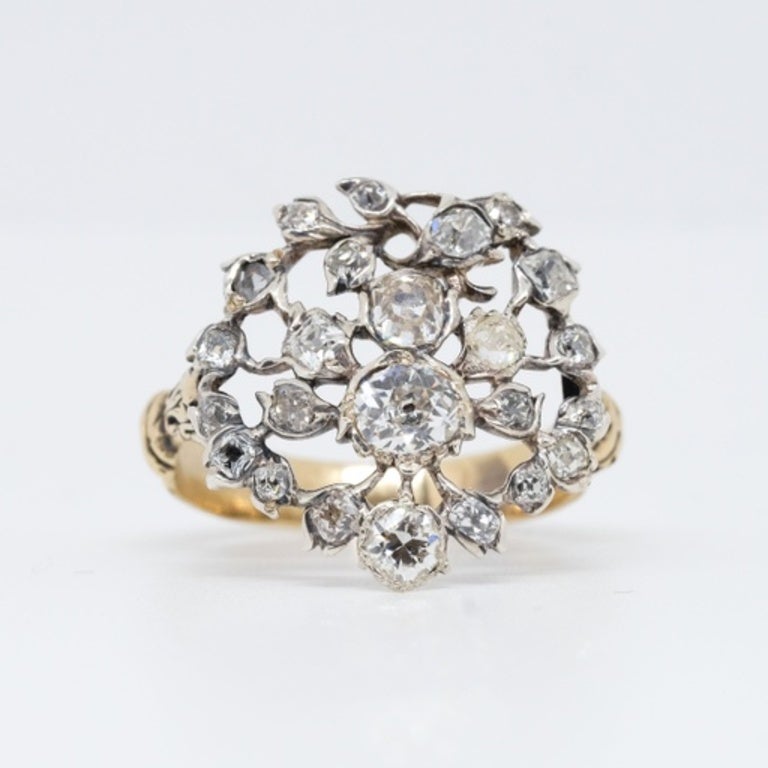Late 17th Century 3ctw Diamond 15K Silver Ring For Sale at 1stDibs
