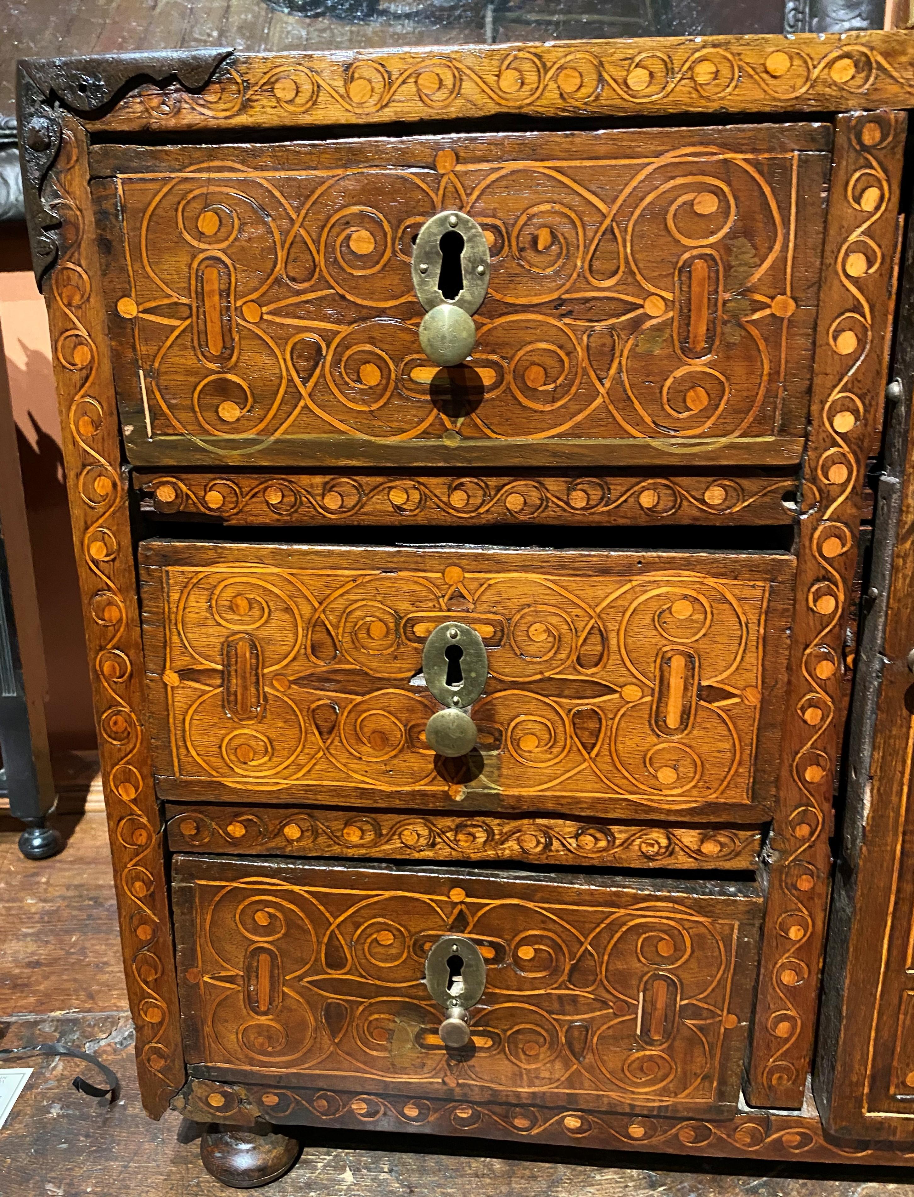 Late 17th Century Beautifully Inlaid Dutch Valuables Chest at 1stDibs