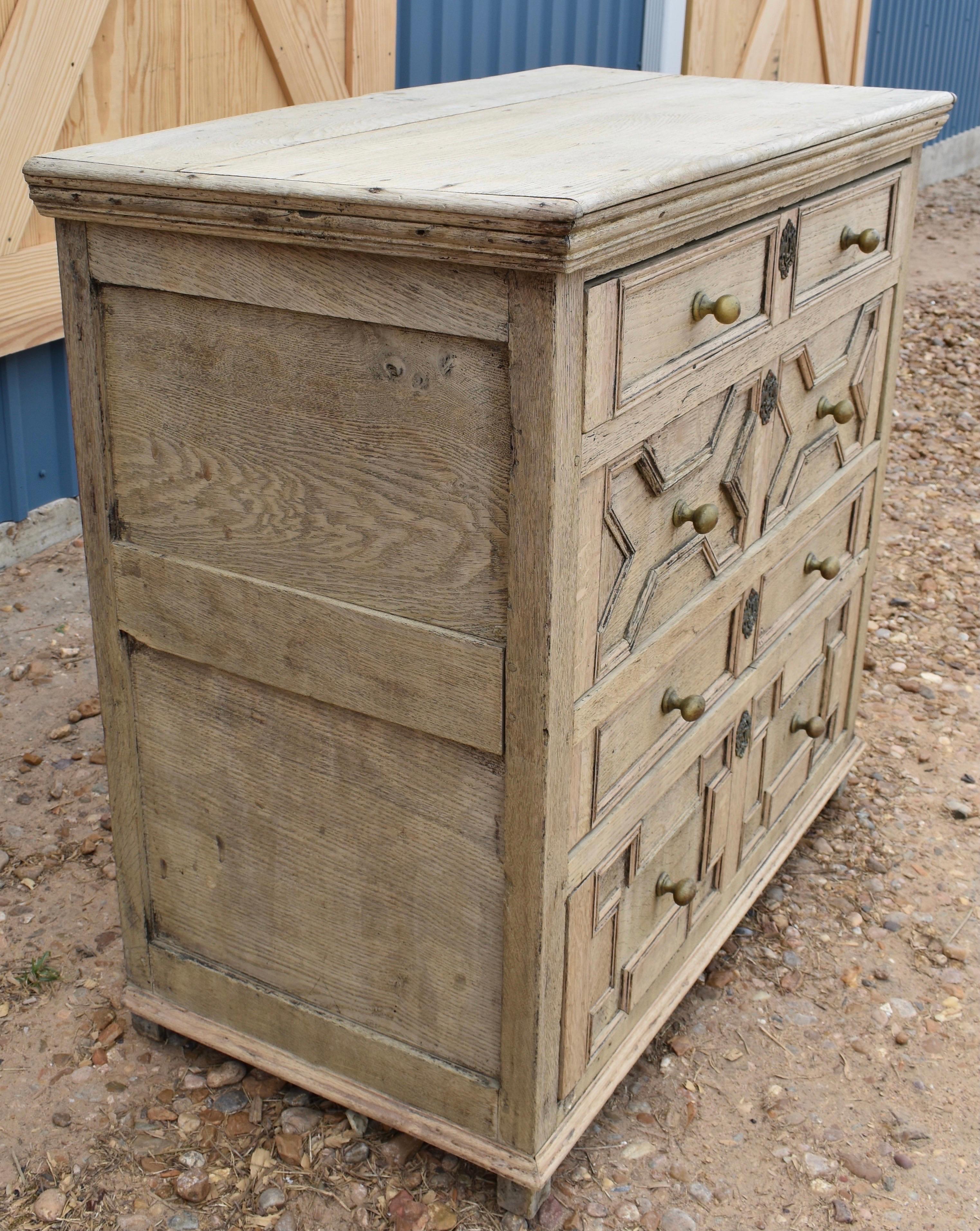 Late 17th Century Bleached Oak English Jacobean Chest of Drawers at 1stDibs