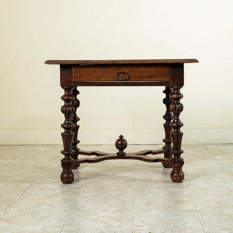 Late 17th Century French Hand Turned Walnut Side Table, End Table ...