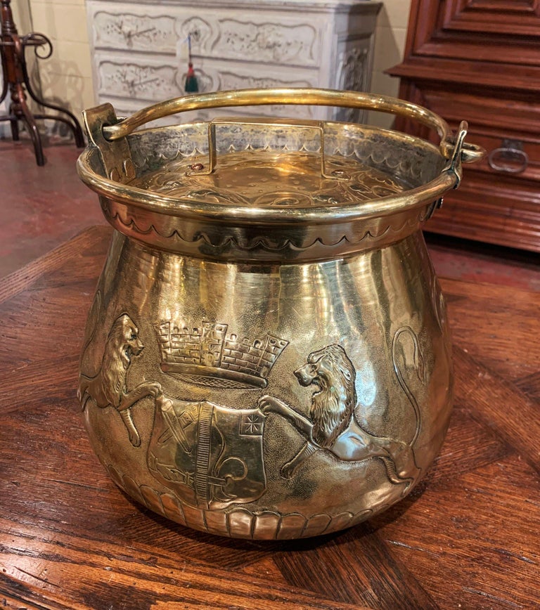 Late 17th Century French Louis XIV Brass Cauldron with Fleur de Lys and ...