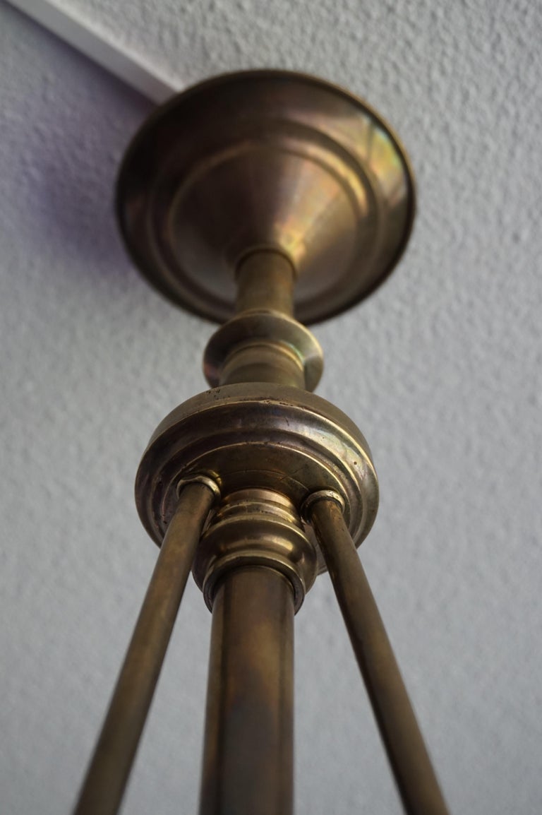 Late 1800s Arts and Crafts Brass Light Fixture with Later Bronze and ...