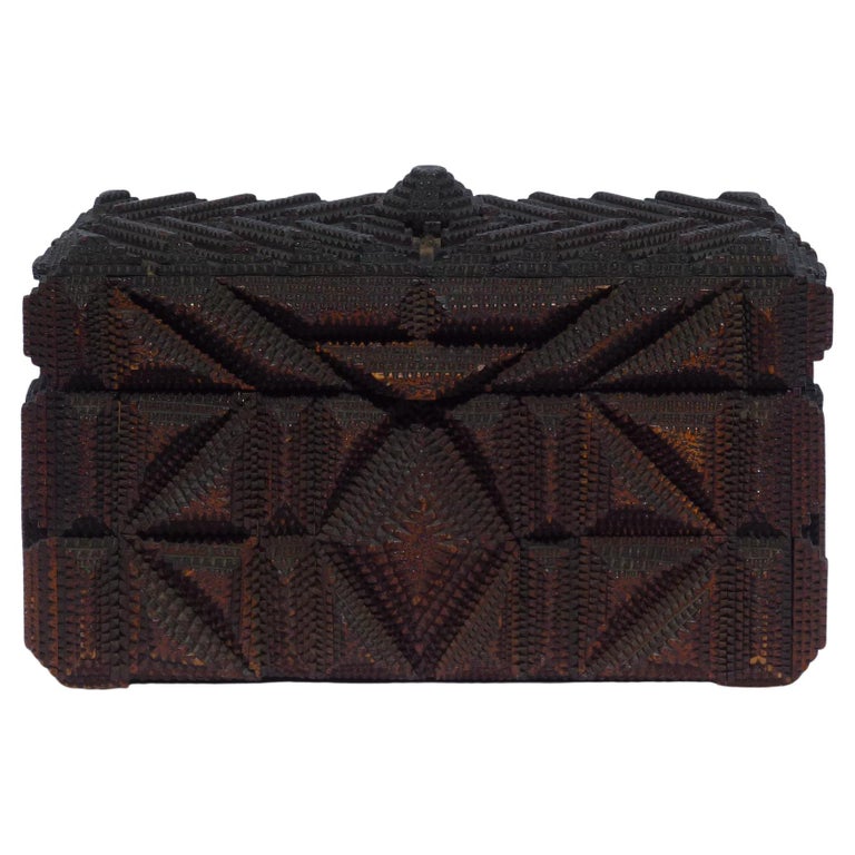 Late 1800's Fairly Large Tramp Art Box with Elaborate Decoration For ...