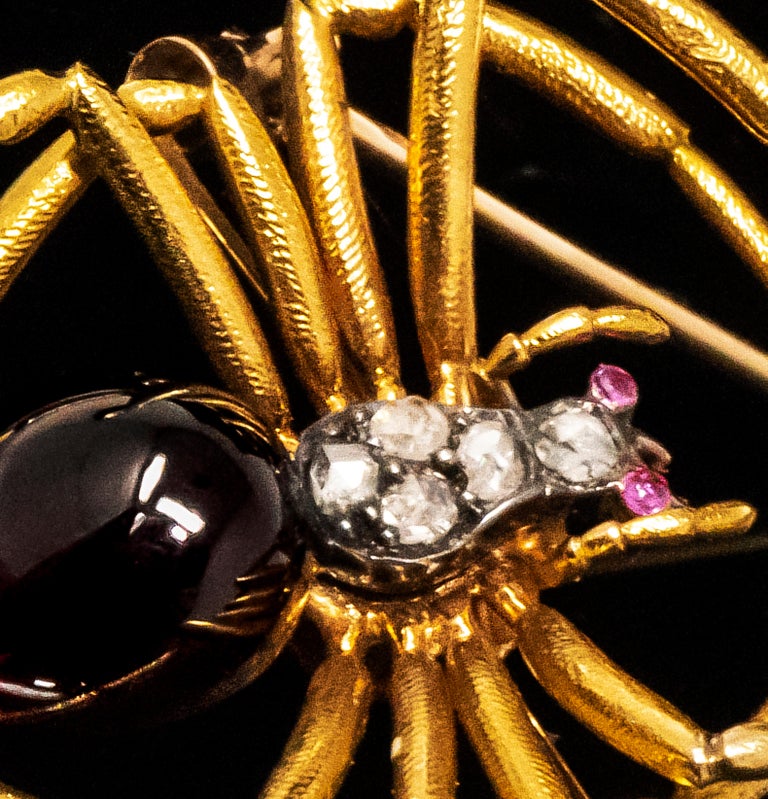 Late 1800s French 18kt Gold Diamond and Ruby Spider Brooch at 1stDibs ...