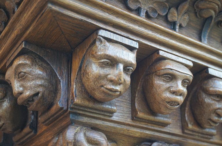 Late 1800s Gothic Revival Wall Bracket w. Hand Carved Grotesque ...