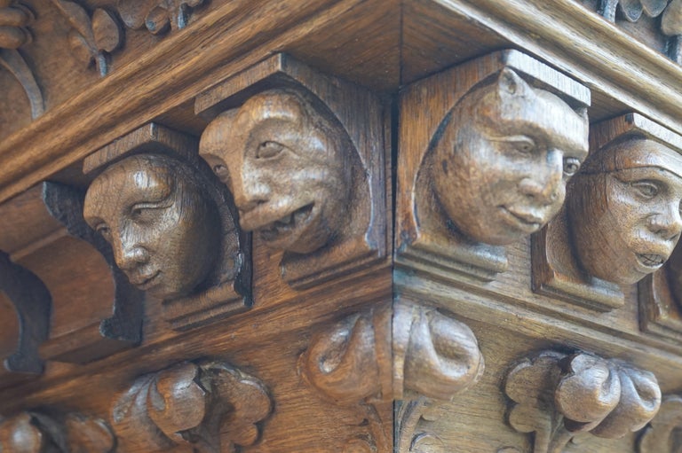 Late 1800s Gothic Revival Wall Bracket w. Hand Carved Grotesque ...