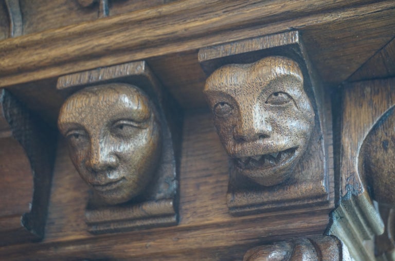 Late 1800s Gothic Revival Wall Bracket w. Hand Carved Grotesque ...