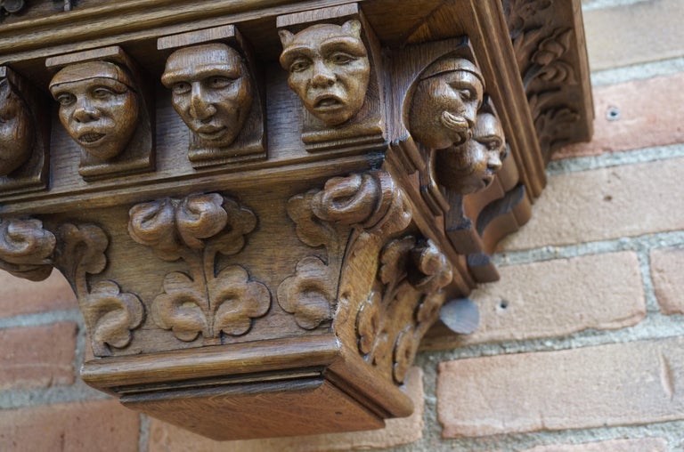 Late 1800s Gothic Revival Wall Bracket w. Hand Carved Grotesque ...