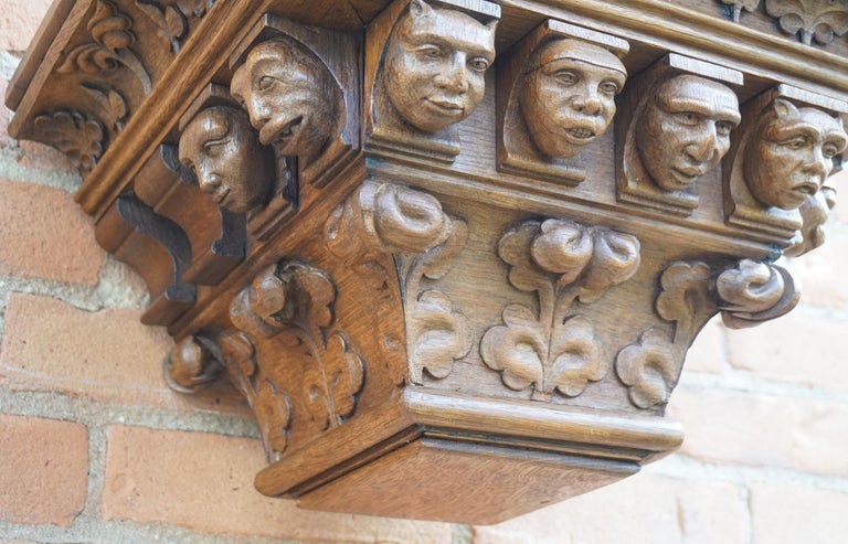 Late 1800s Gothic Revival Wall Bracket w. Hand Carved Grotesque ...