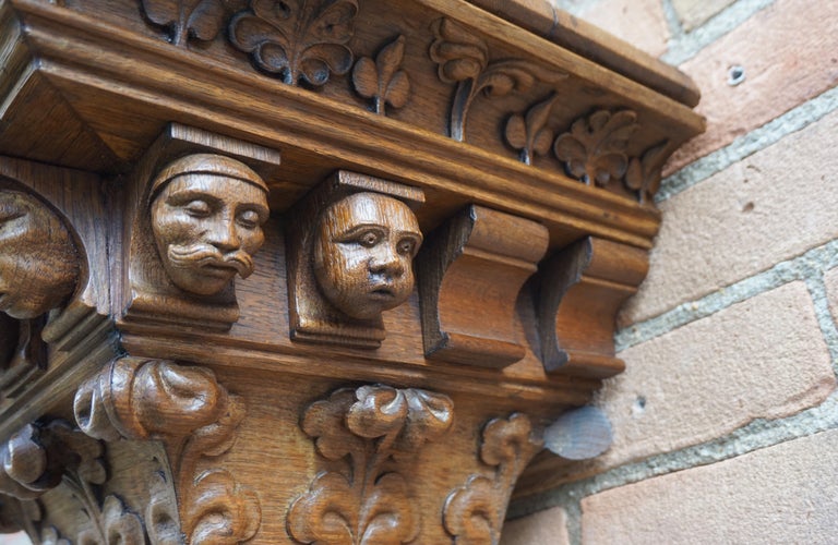 Late 1800s Gothic Revival Wall Bracket w. Hand Carved Grotesque ...