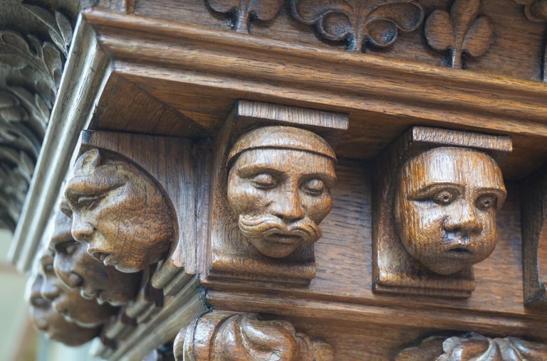 Late 1800s Gothic Revival Wall Bracket w. Hand Carved Grotesque ...