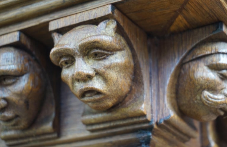 Late 1800s Gothic Revival Wall Bracket w. Hand Carved Grotesque ...