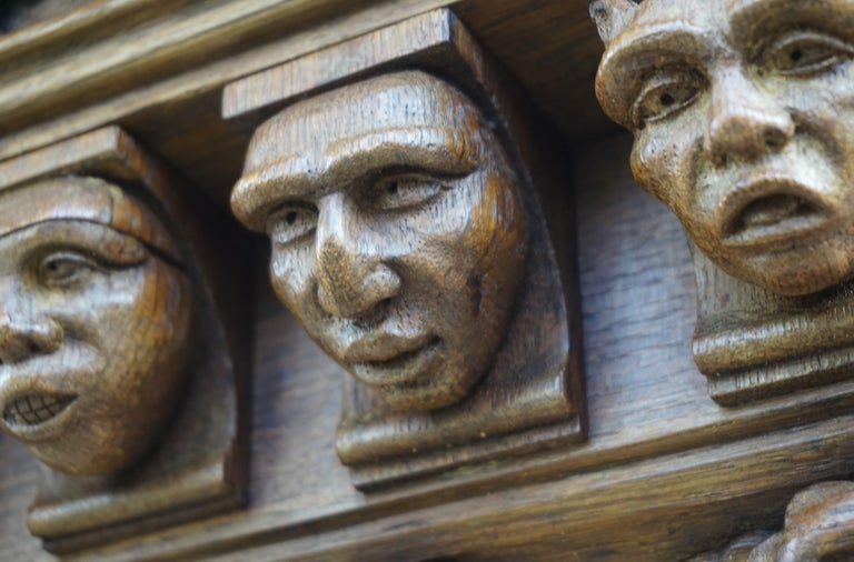 Late 1800s Gothic Revival Wall Bracket w. Hand Carved Grotesque ...