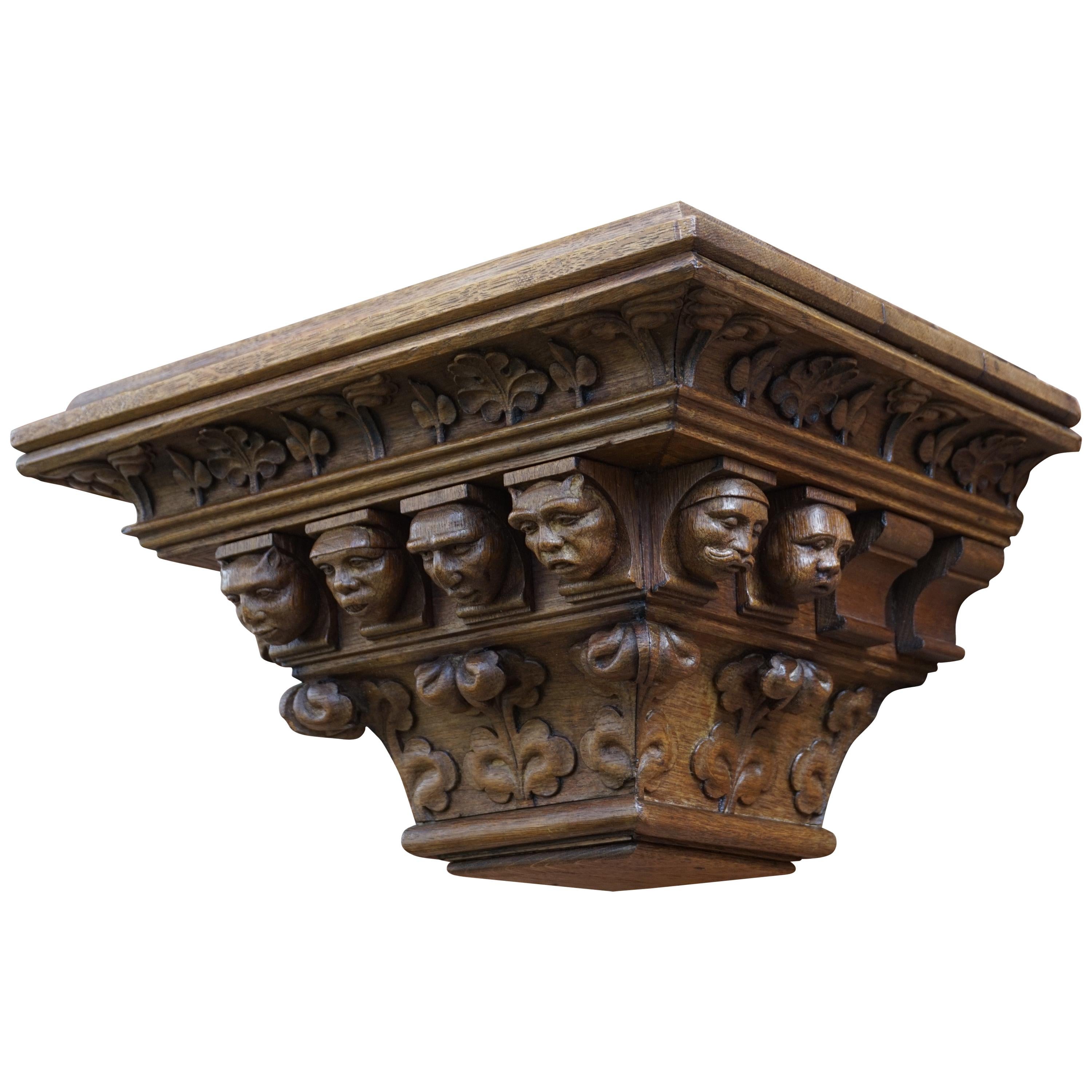 Late 1800s Gothic Revival Wall Bracket w. Hand Carved Grotesque ...