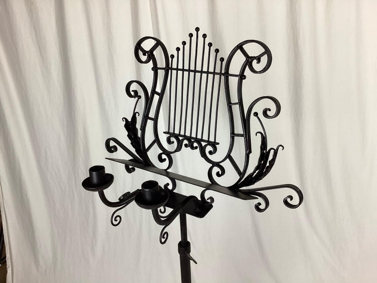 Late 1800's Iron Adjustable Music Stand with Candle Holders For Sale at ...