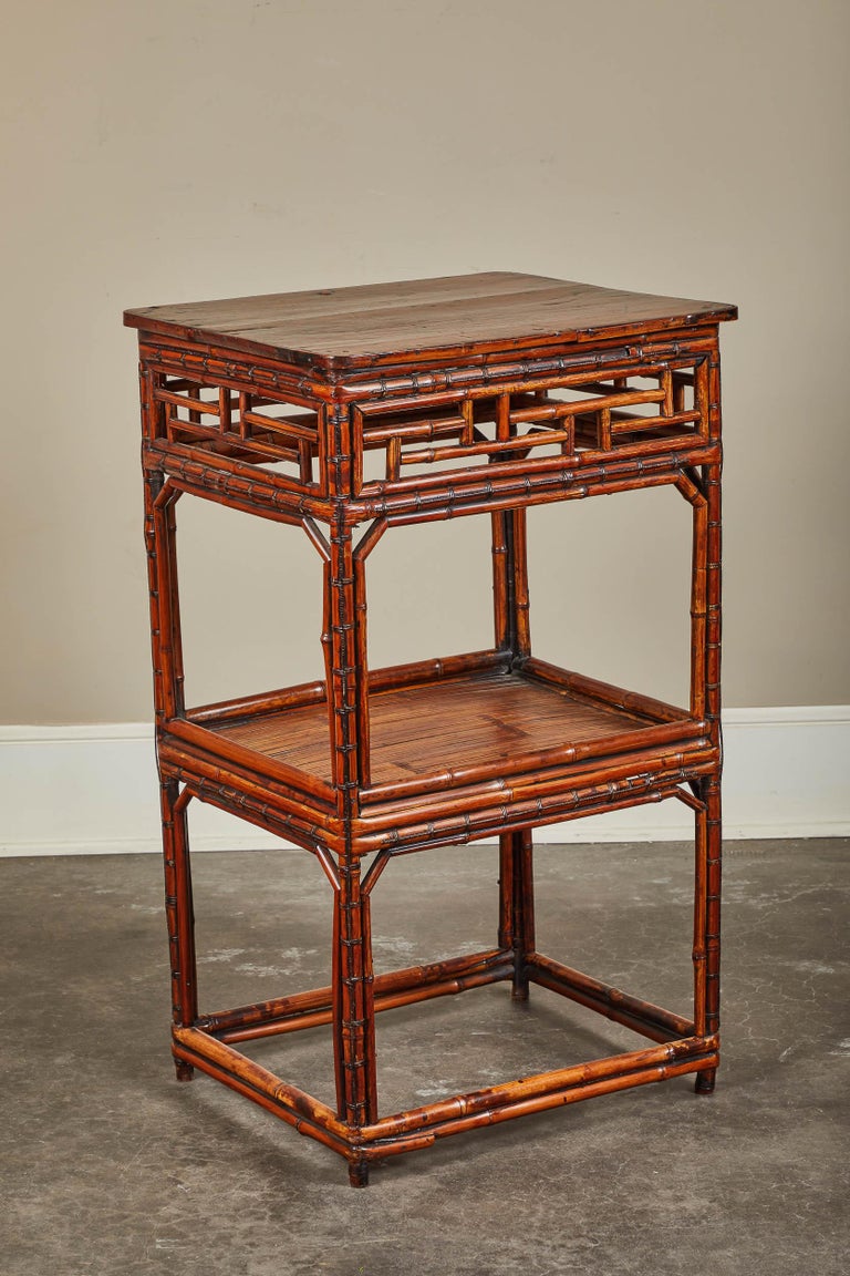 Late 18th Century Bamboo Tall Square Tea Table at 1stDibs