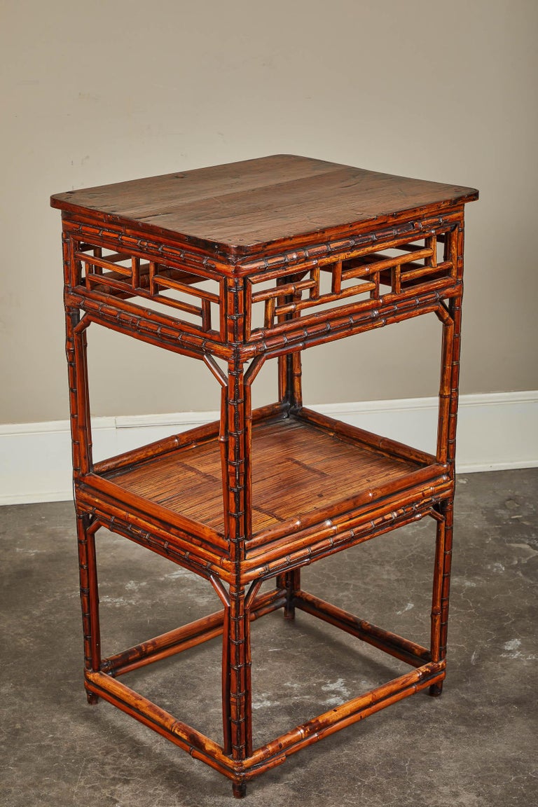 Late 18th Century Bamboo Tall Square Tea Table at 1stDibs