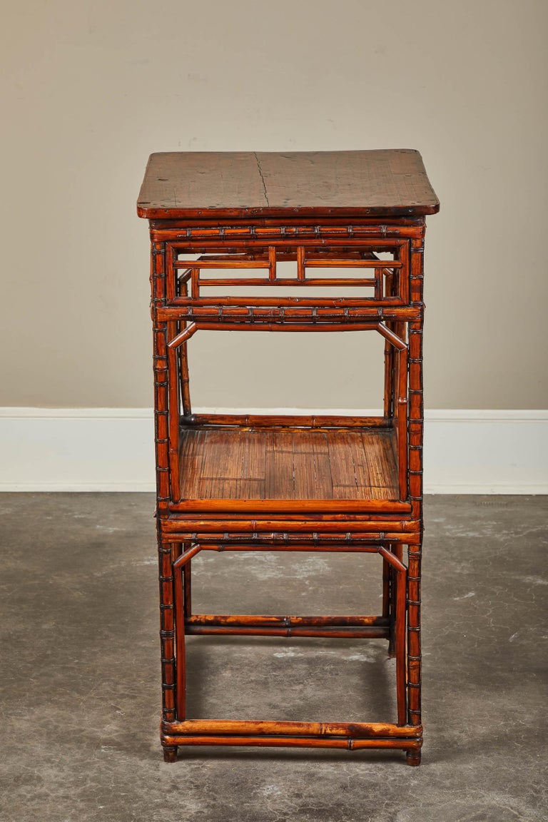 Late 18th Century Bamboo Tall Square Tea Table at 1stDibs