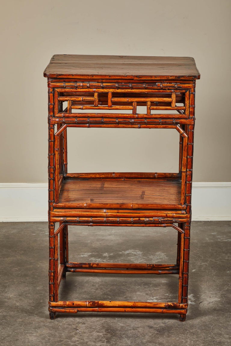 Late 18th Century Bamboo Tall Square Tea Table at 1stDibs