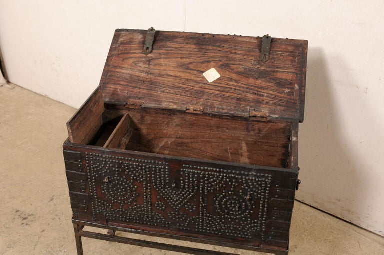 Late 18th C British Colonial Rosewood Trunk, Presented on a Forged-Iron ...