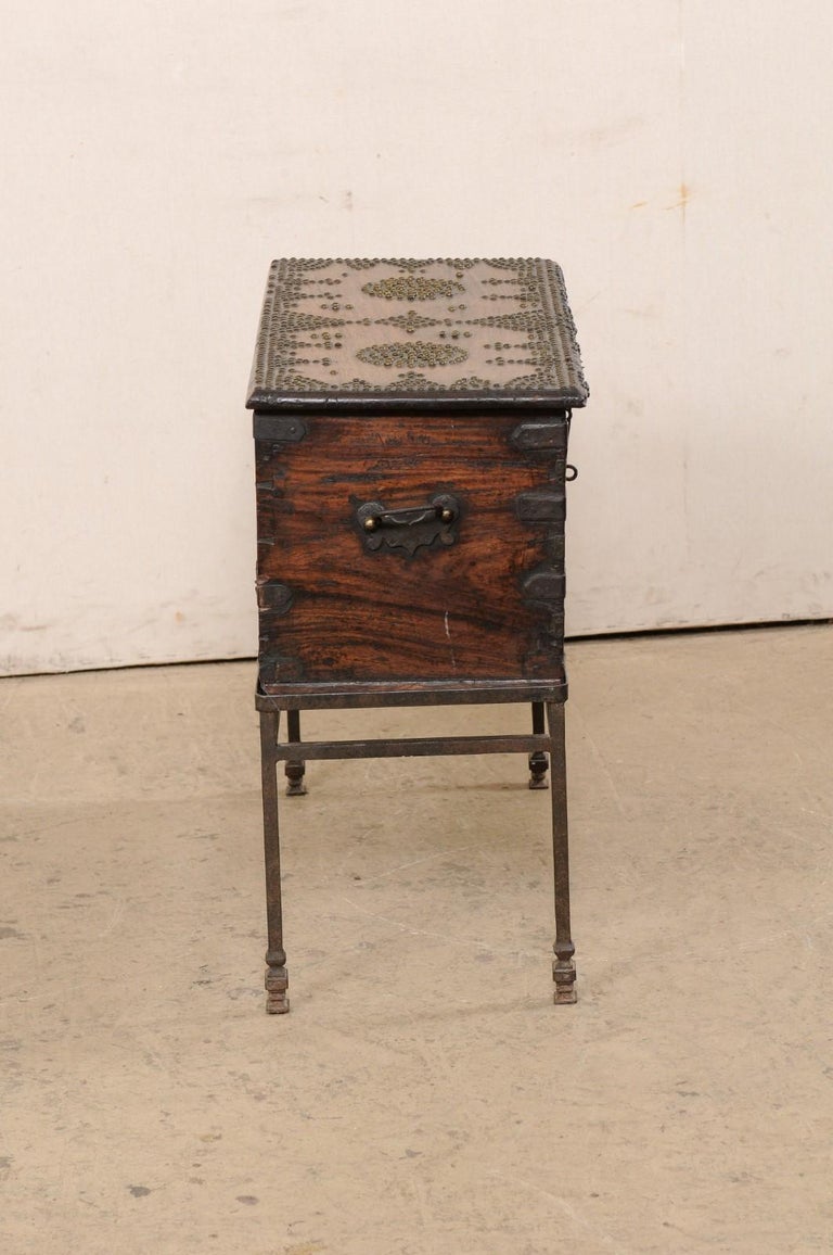 Late 18th C British Colonial Rosewood Trunk, Presented on a Forged-Iron ...