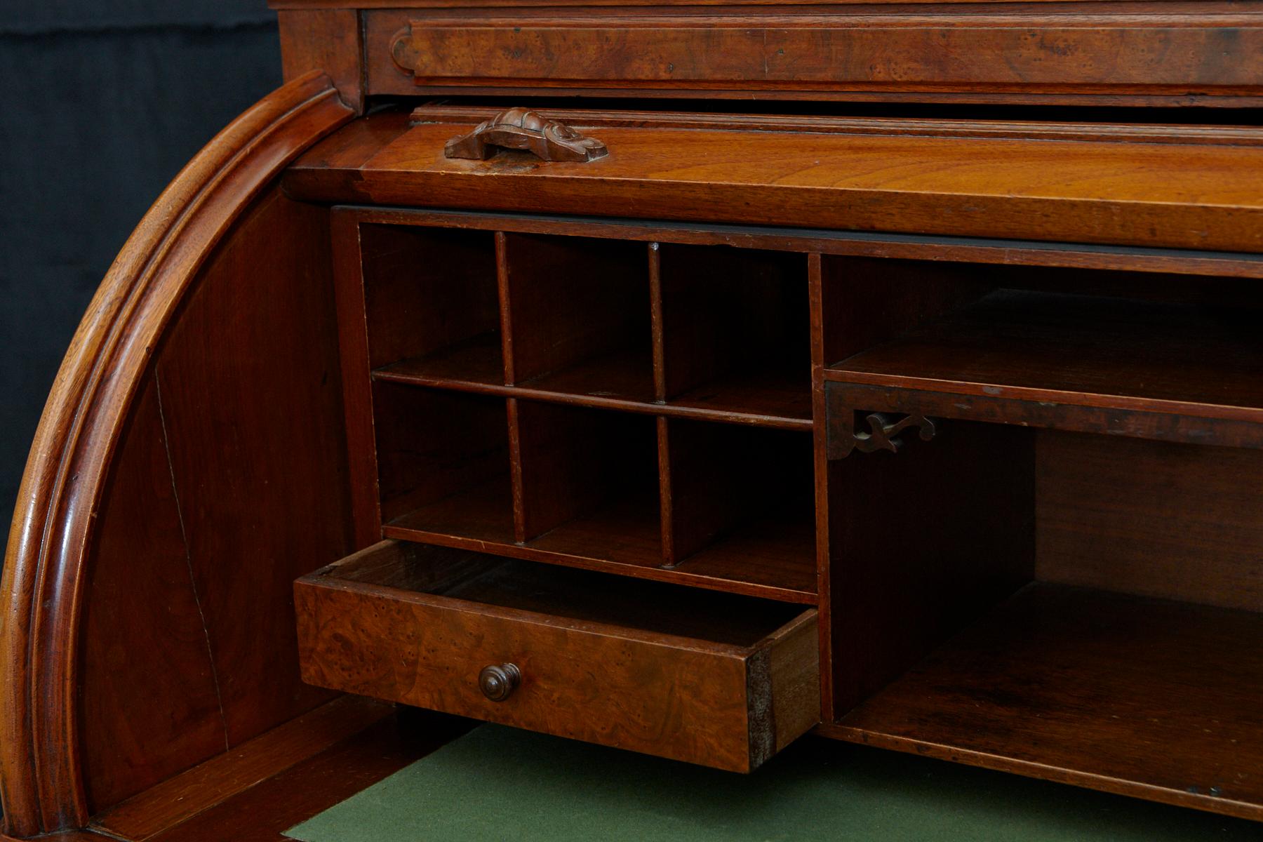 English Walnut Cylinder Desk with Pullout Writing Surface, circa 1870 ...