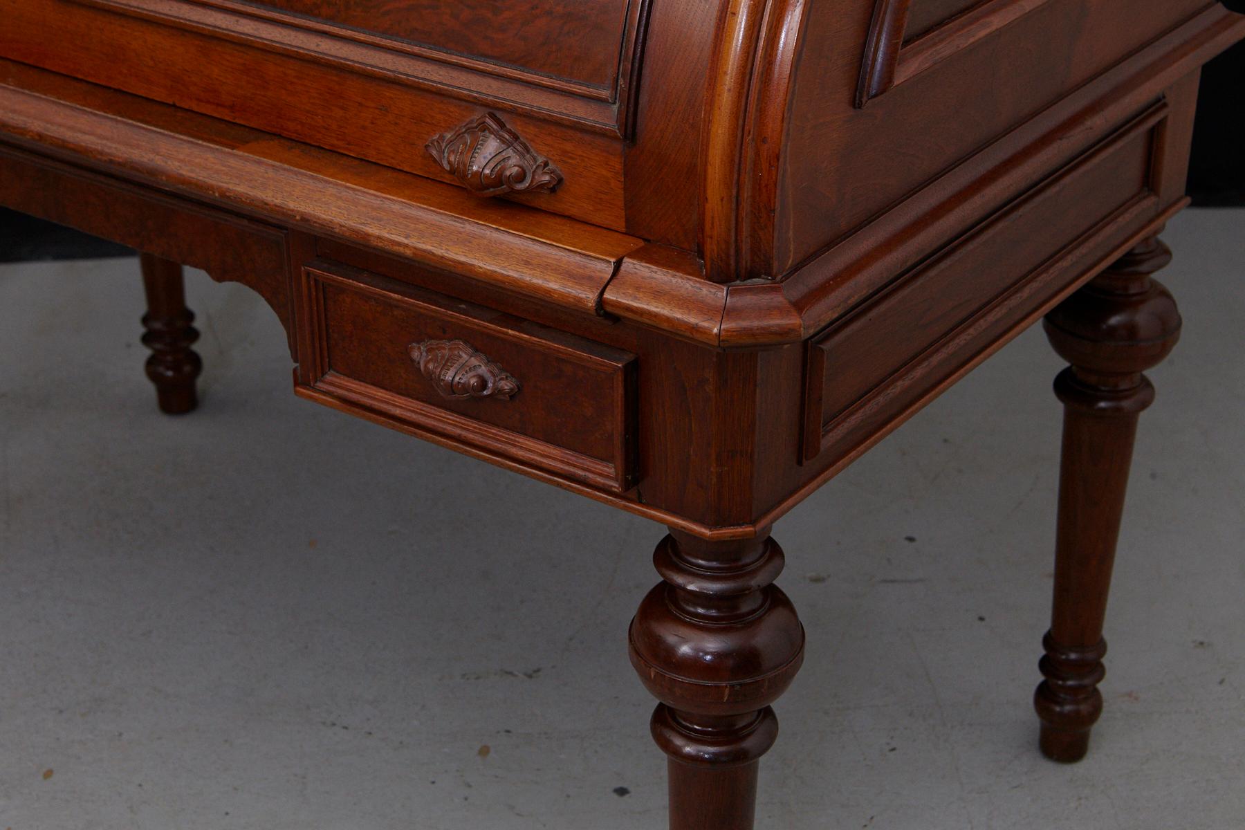 English Walnut Cylinder Desk with Pullout Writing Surface, circa 1870 ...