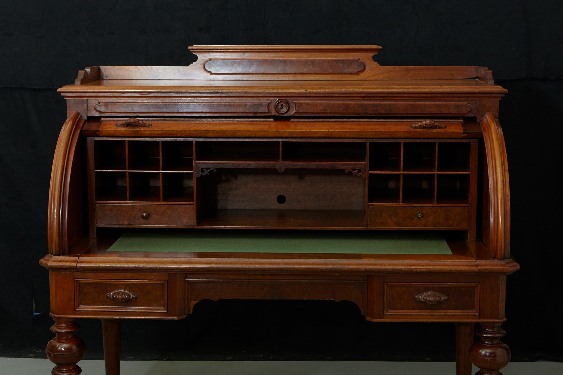 English Walnut Cylinder Desk with Pullout Writing Surface, circa 1870 ...