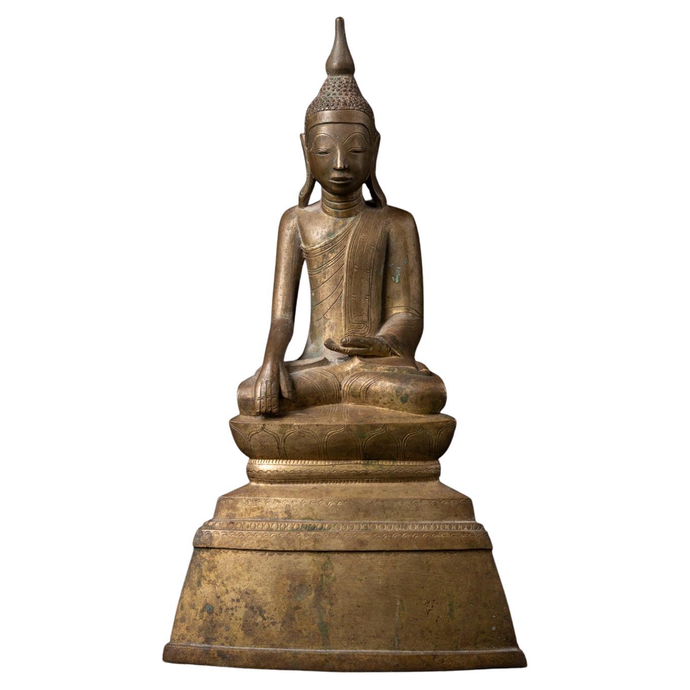 18th century antique wooden Buddha statue from Cambodia in Bhumisparsha ...