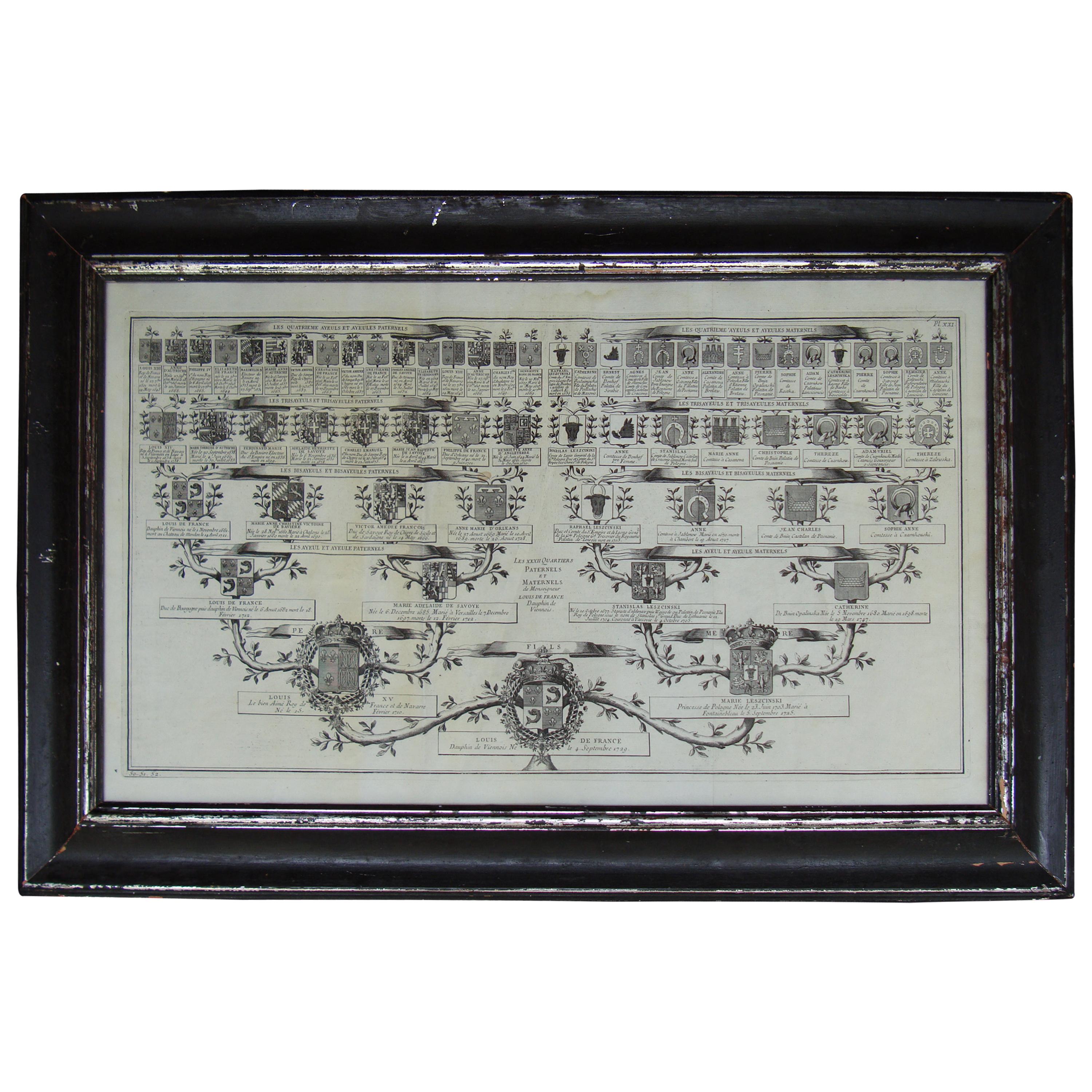 Late 18th Century Baroque Louis of France Family Tree French Engraving ...